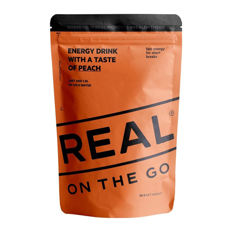 Real Turmat Energy Drink - Peach | Sportfiskeprylar.se